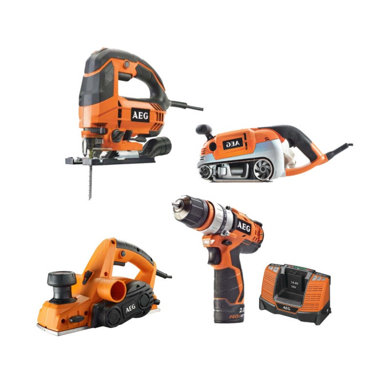 Pack AEG Rabot - 700W - Ponceuse à bande électrique - 1010W - Scie ...