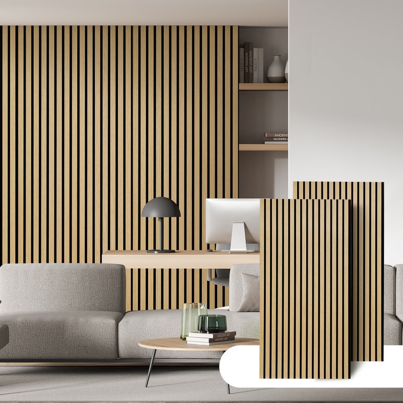 Panneau tasseau Revêtement mural naturel Panneau mural acoustique MDF ...