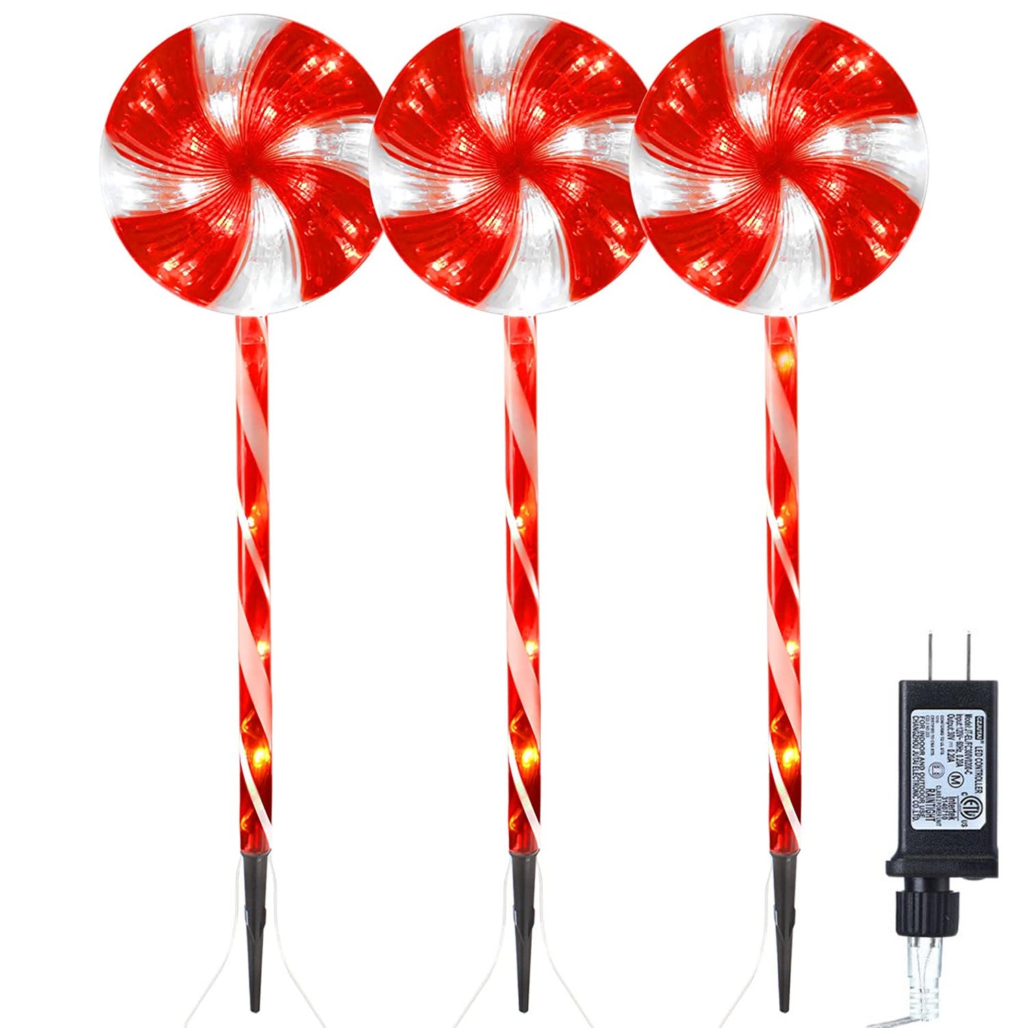 Paquet de 3 lumières de chemin de noël, lumières de canne à sucre en ...