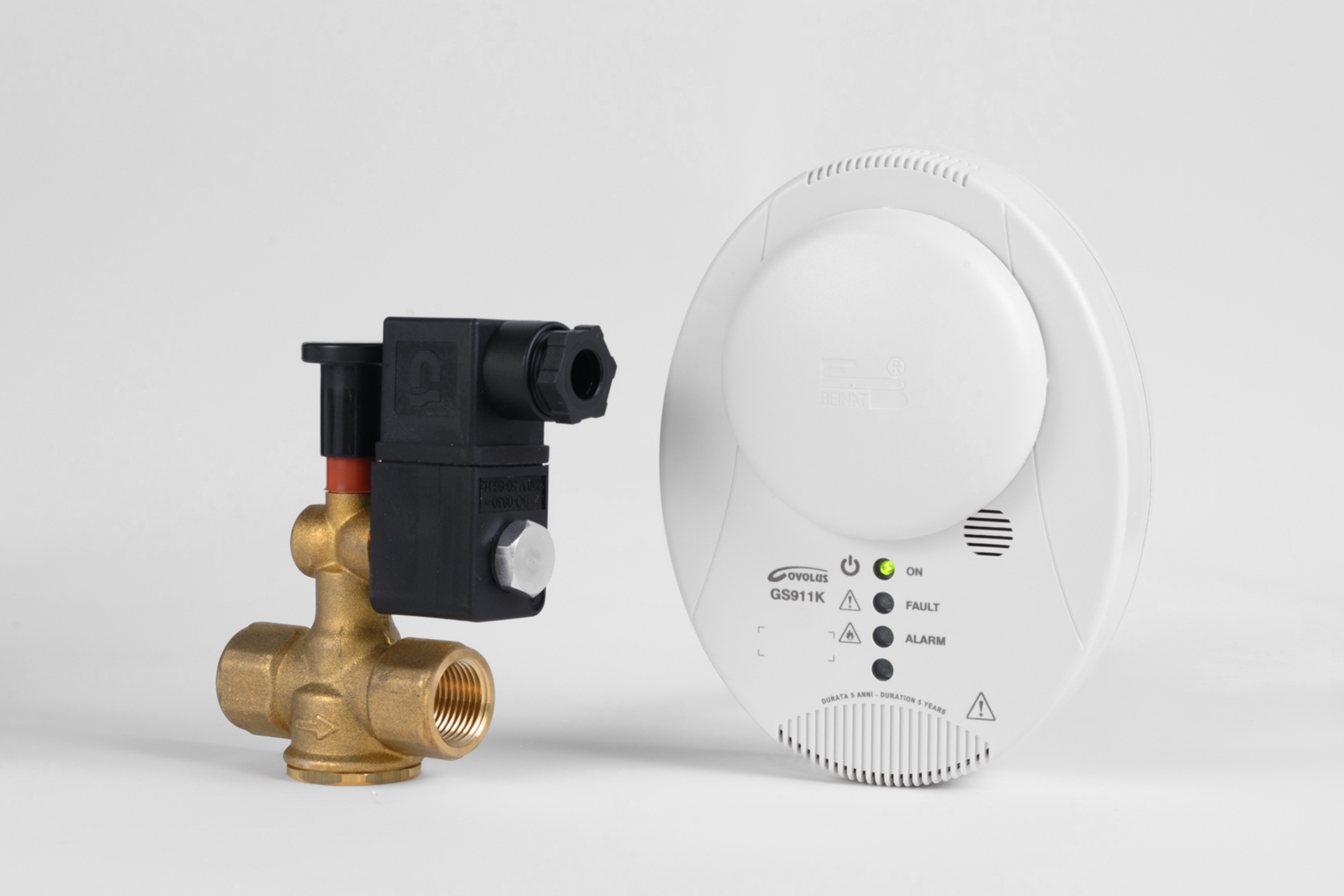 Rilevatore di gas metano GS911K con elettrovalvola normalmente aperto NA 1/2" DIN 15 230V 500 ...