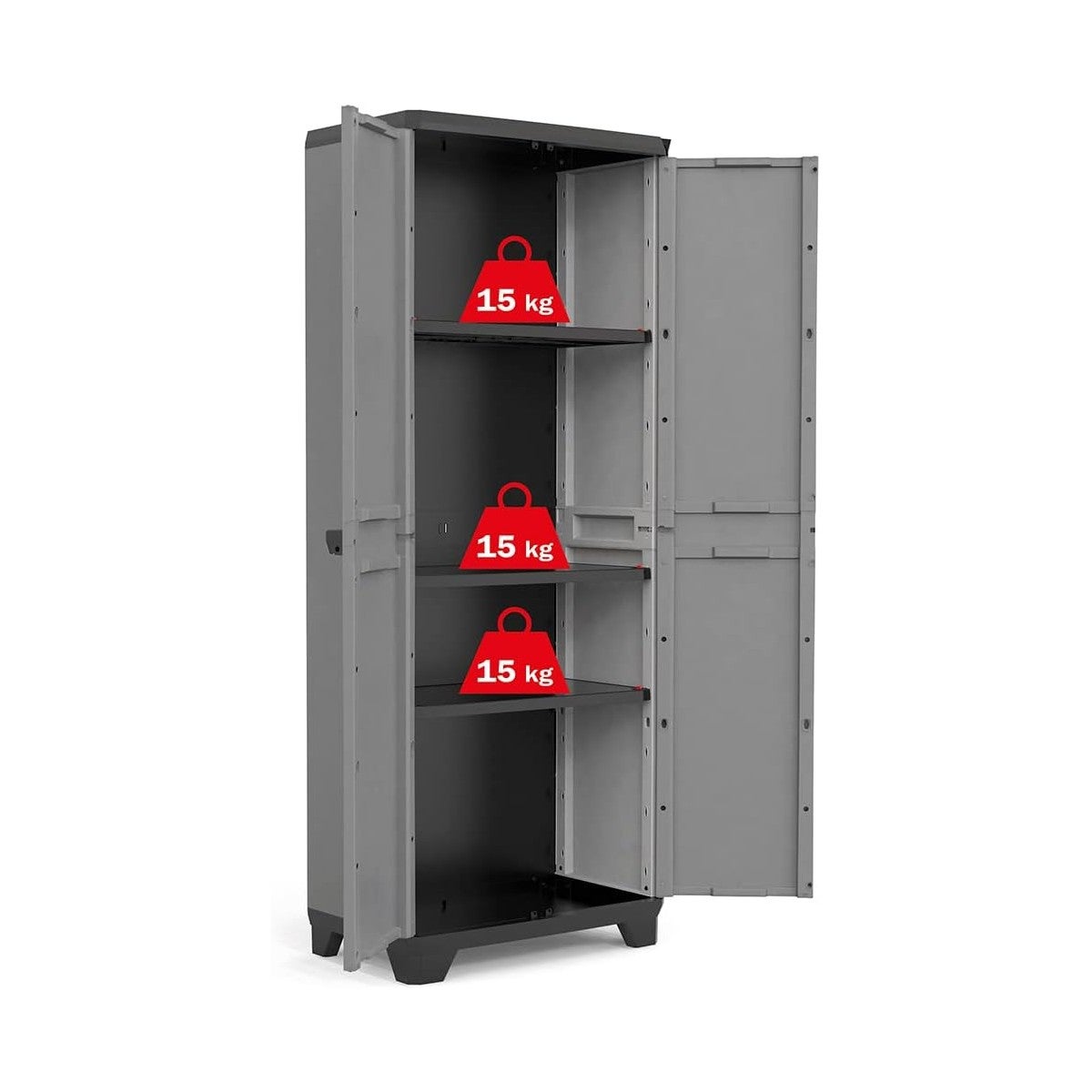 Resina Interior/Exterior Armario 2 Puertas 3 Estantes Regulables Keter ...