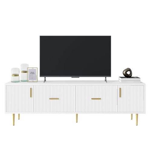 Mueble de TV blanco de 170 cm para TV de 70 pulgadas, con manijas ...