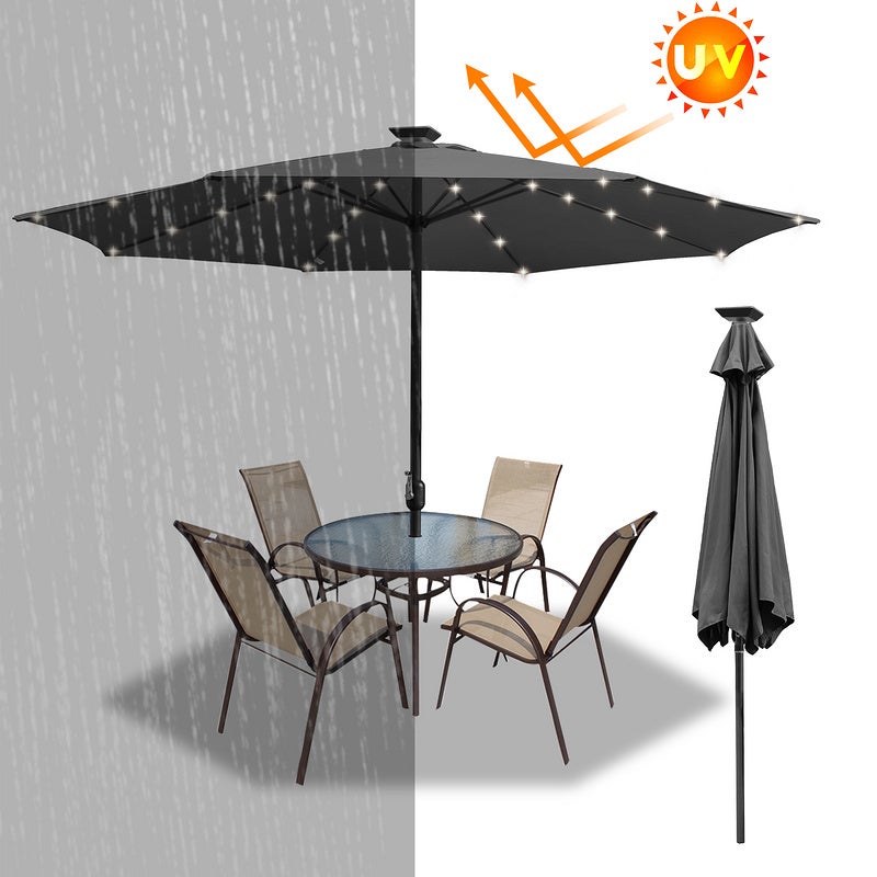 Parasol con LED, parasol voladizo Ø 350 cm, protección solar ...