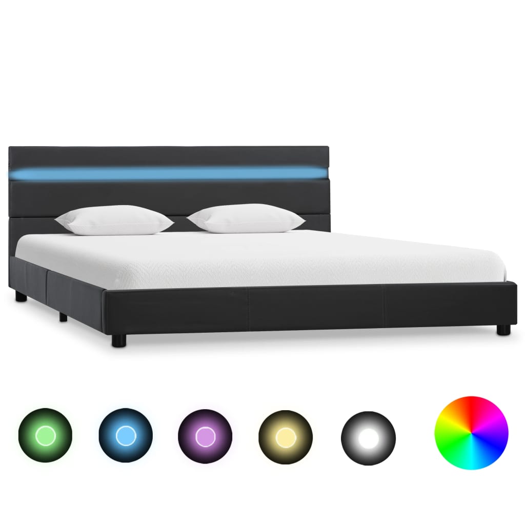 Estructura de cama con LED cuero sintético gris 120x200 cm | Leroy Merlin
