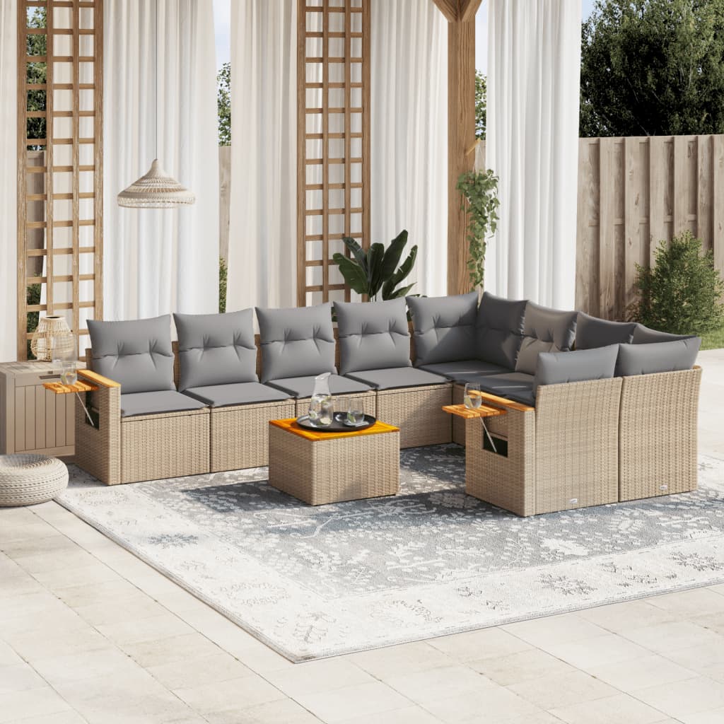 Salon de jardin avec coussins 10 pcs | Mobilier d'Extérieur | Ensemble ...