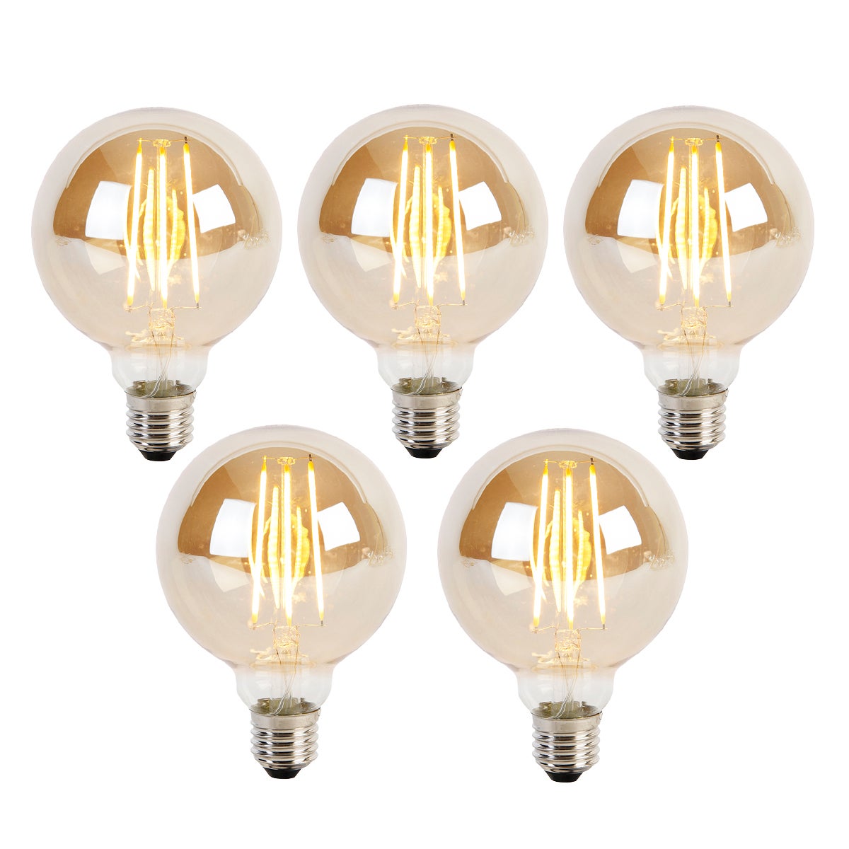 Lot de 5 ampoules LED dimmables à 3 niveaux E27 G95 verre doré 5W 380lm 2200K | Leroy Merlin