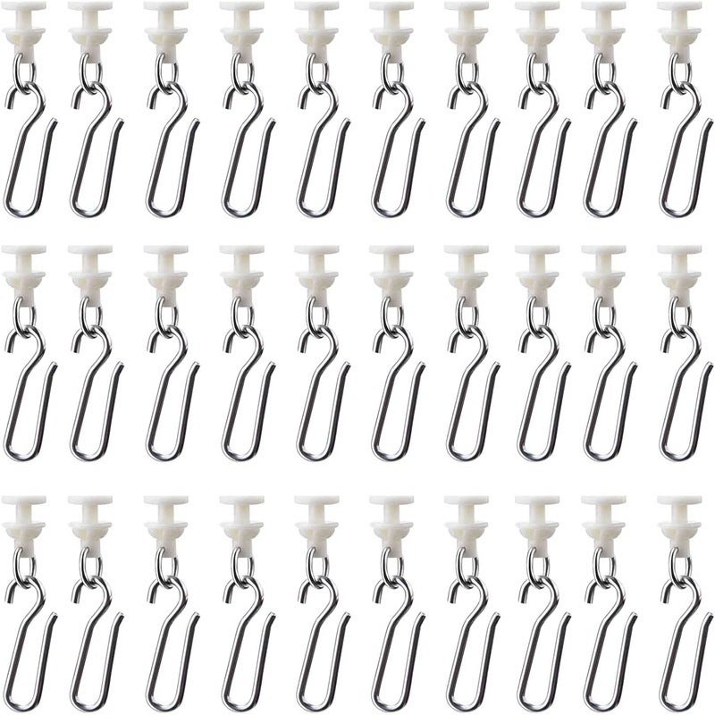 30 Pièces Crochet Rideau Rail Glisseur avec 30 Crochets en Métal pour ...