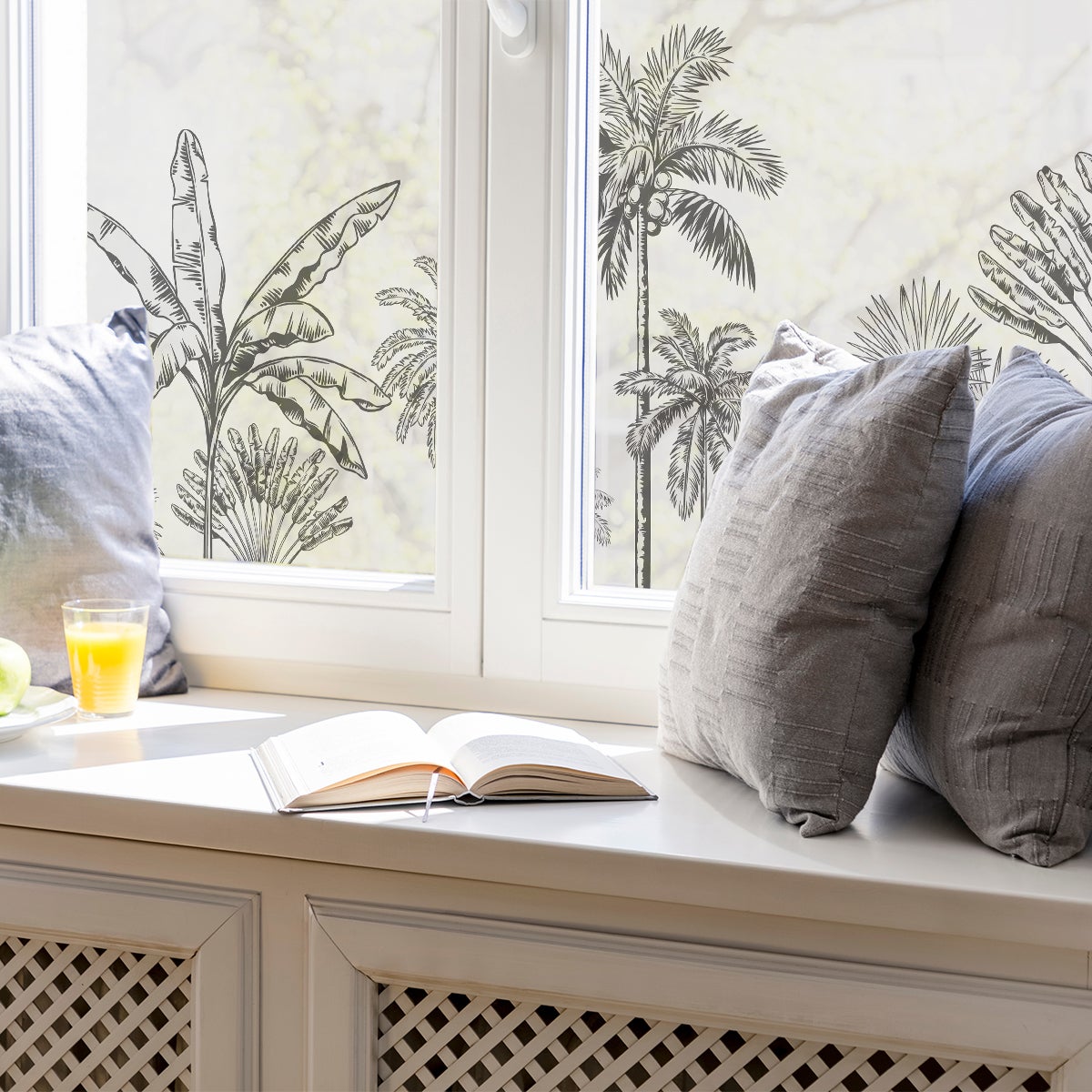 Adhésif Film Fenêtre Anti Regard Occultant - PALMIERS - Stickers ...
