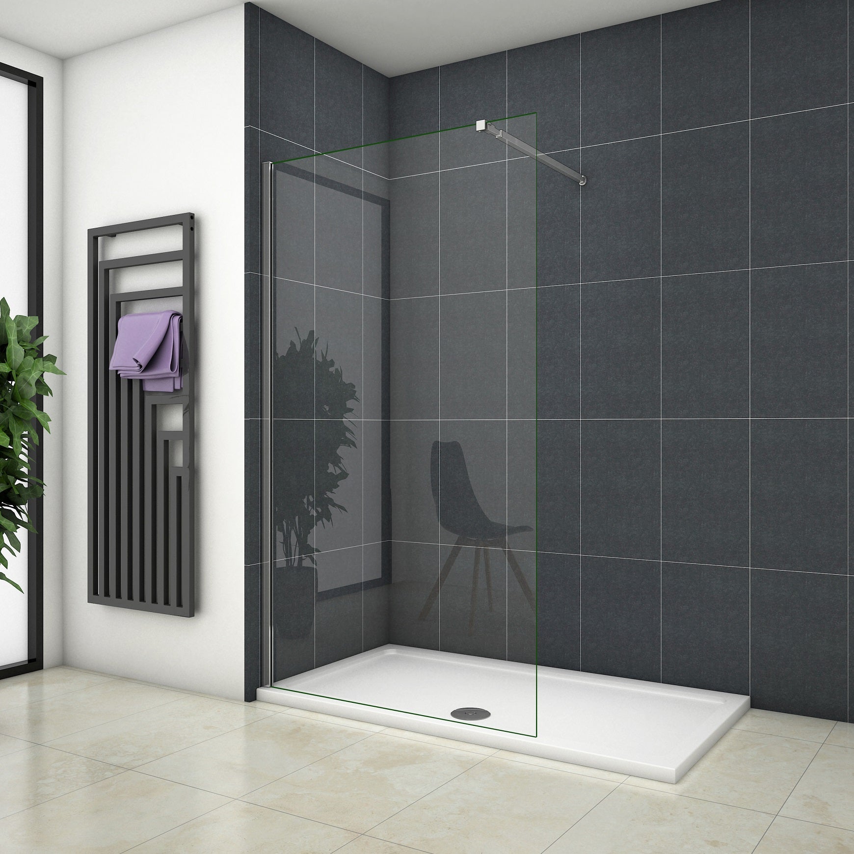 Paroi de douche 120x200cm verre 8mm securit avec receveur de douche ...