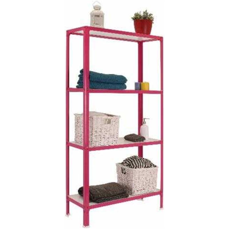 Étagère métallique sans vis SIMONHOME CLICK WOOD PLUS 4/300 ROSE/BLANC. | Leroy Merlin