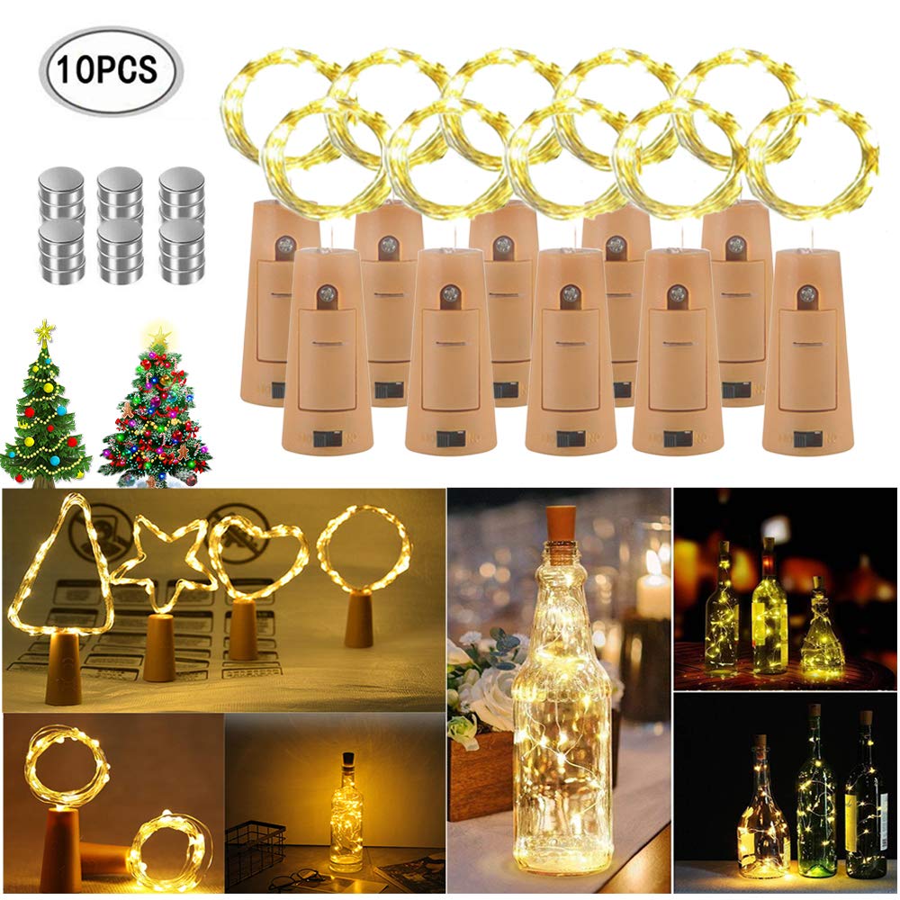 10 luces LED para botellas de vino,2 m,color blanco cálido,luces de ...