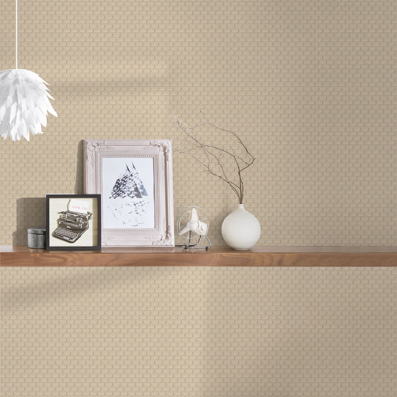 Papier peint beige intissée à motif Tapisserie murale beige idéal pour ...