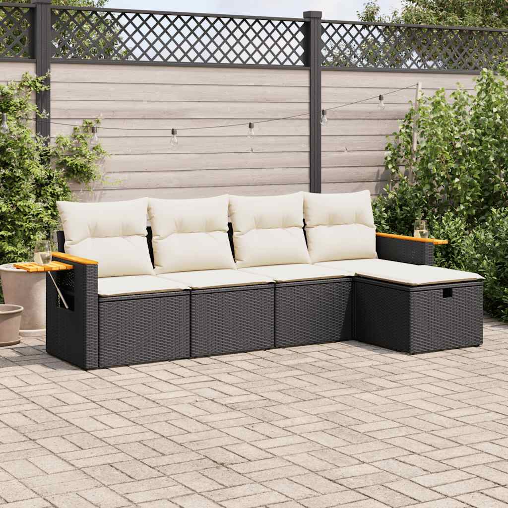 Maison Exclusive - Salon de jardin 5 pcs avec coussins noir résine ...