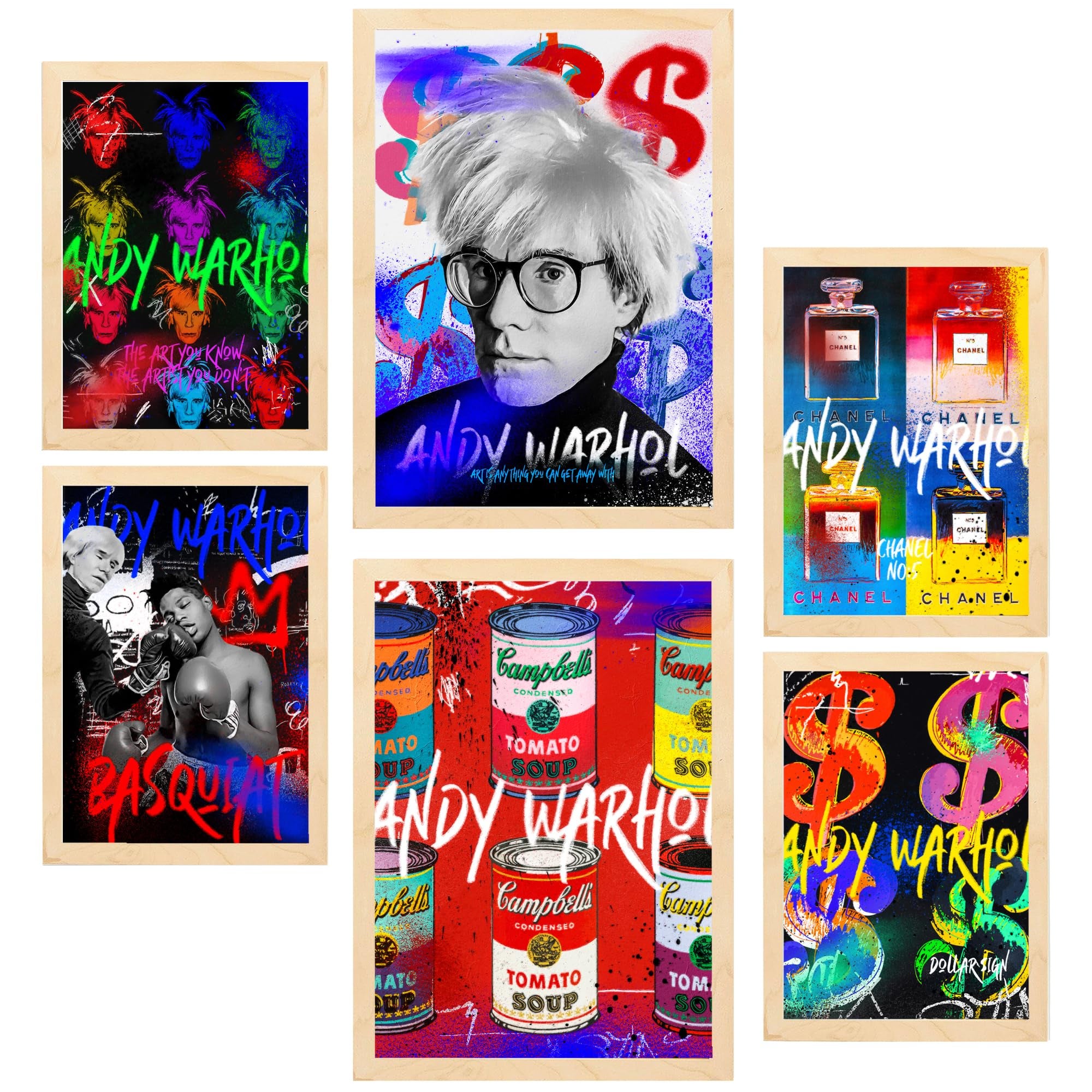 Lot De 6 Pop Emblématique D'andy Warhol Graffiti Feuille Encadrée Avec Design Pour Décorer ...