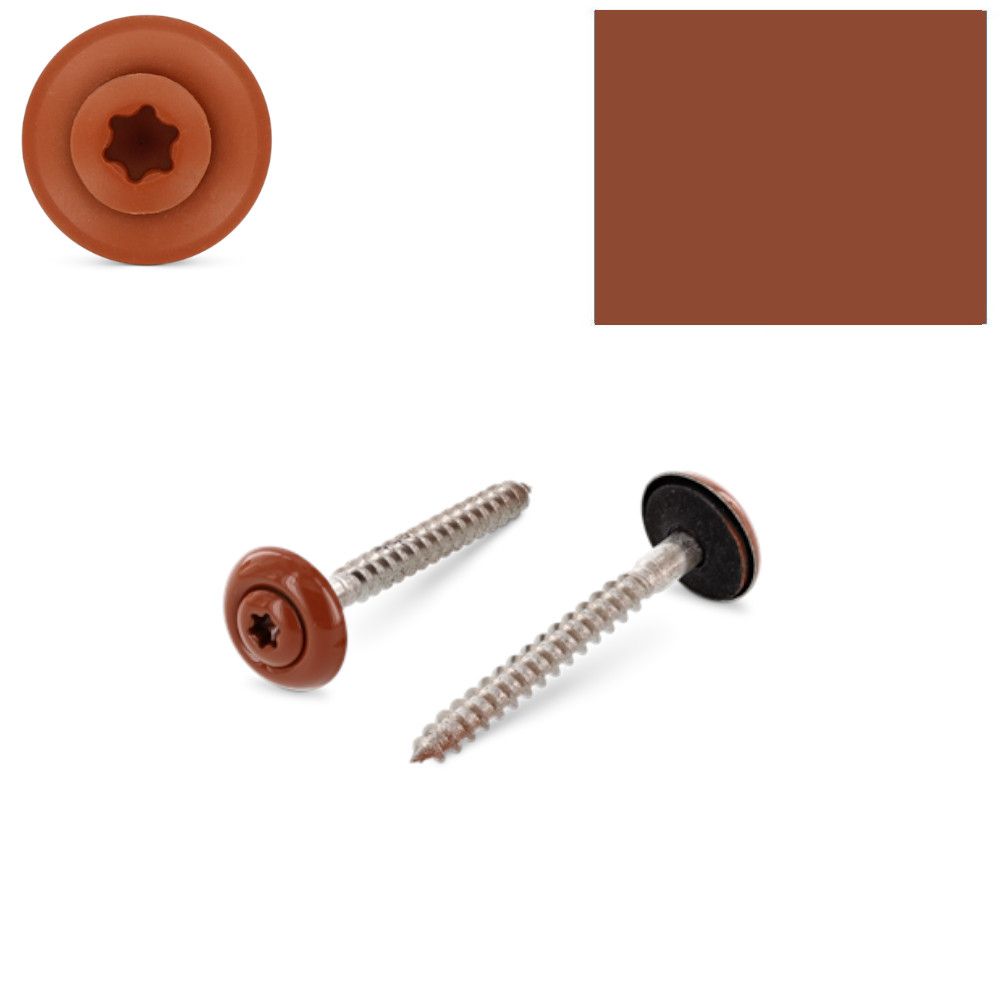 Vis de rive 4,5x45 mm RAL 8004 brun cuivré Inox A2 avec EPDM 15mm par ...