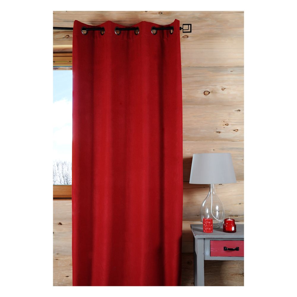 Rideau uni à oeillets 135 x 260 cm rouge ALAGA | Leroy Merlin
