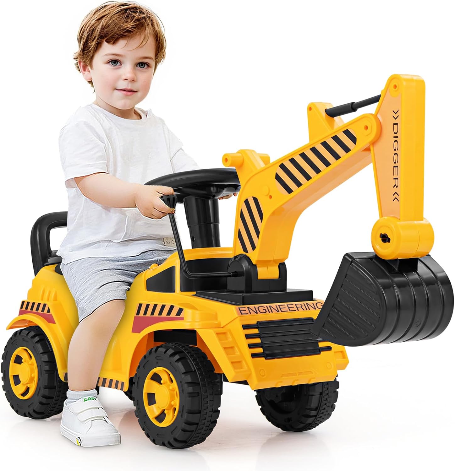 Tractopelle Enfant avec Pelle Réglable & Son du Moteur, Pelleteuse ...