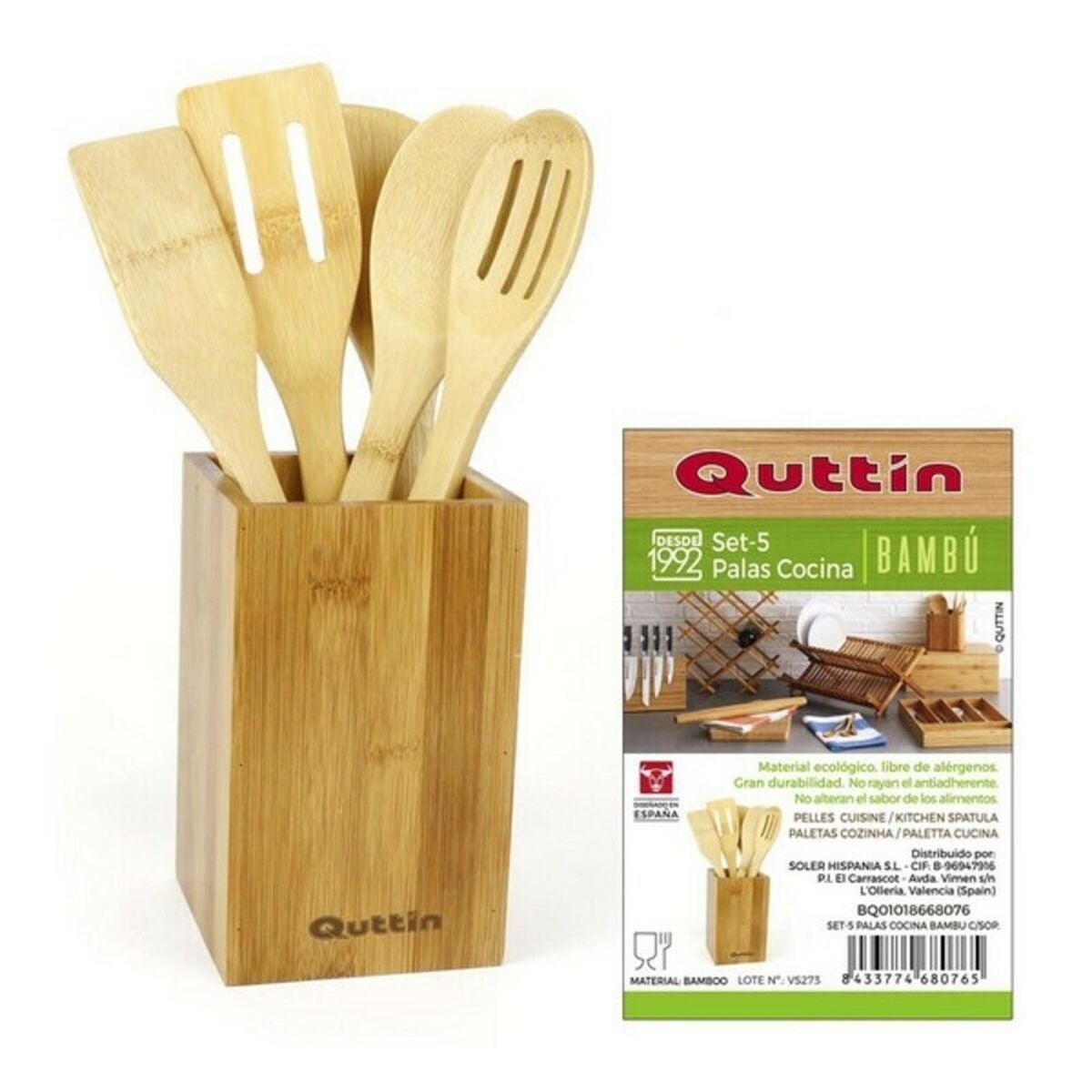 Set de Utensilios para Cocina Quttin Bambú (5 Pcs) | Leroy Merlin