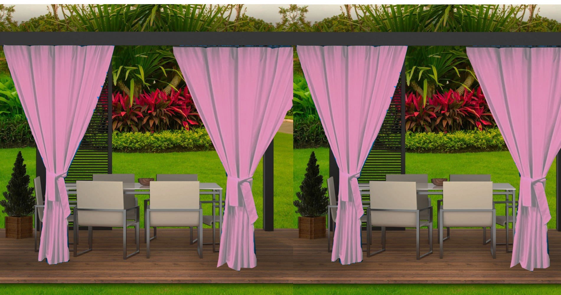 Cortinas Exterior 4x155x220cm Violeta | Cortina para Pérgola Impermeable | Cortina exterior para ...