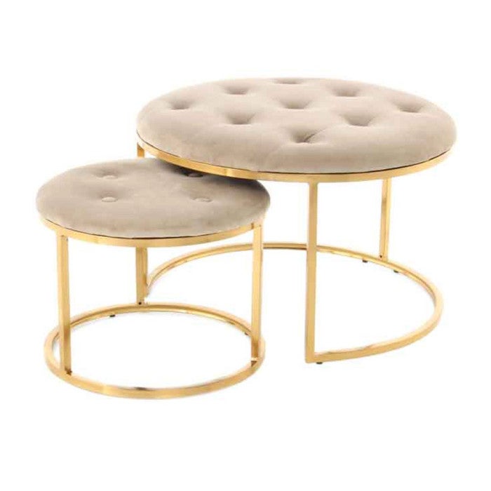 Lot de 2 Tabourets Design "Myla" 60cm Taupe & Or | Leroy Merlin