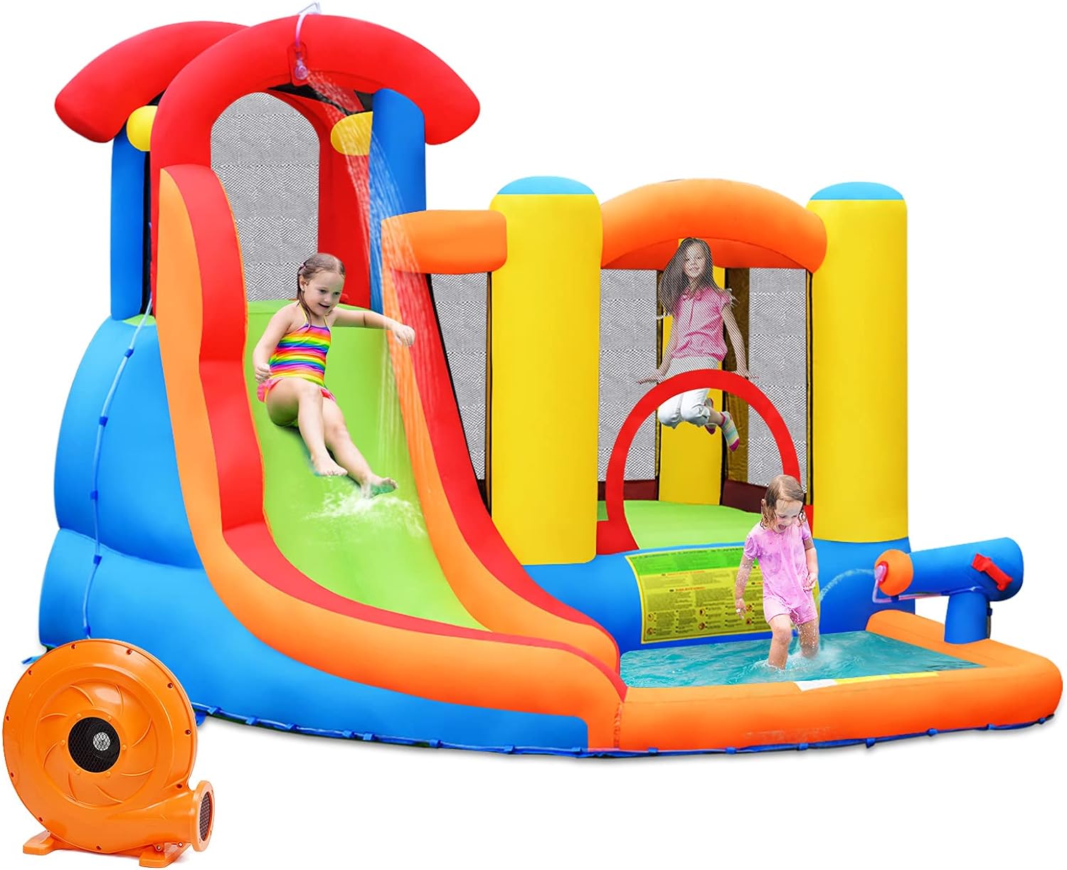 Structure gonflable, avec Zone de Saut de Mur d'escalade Canon a Eau de ...