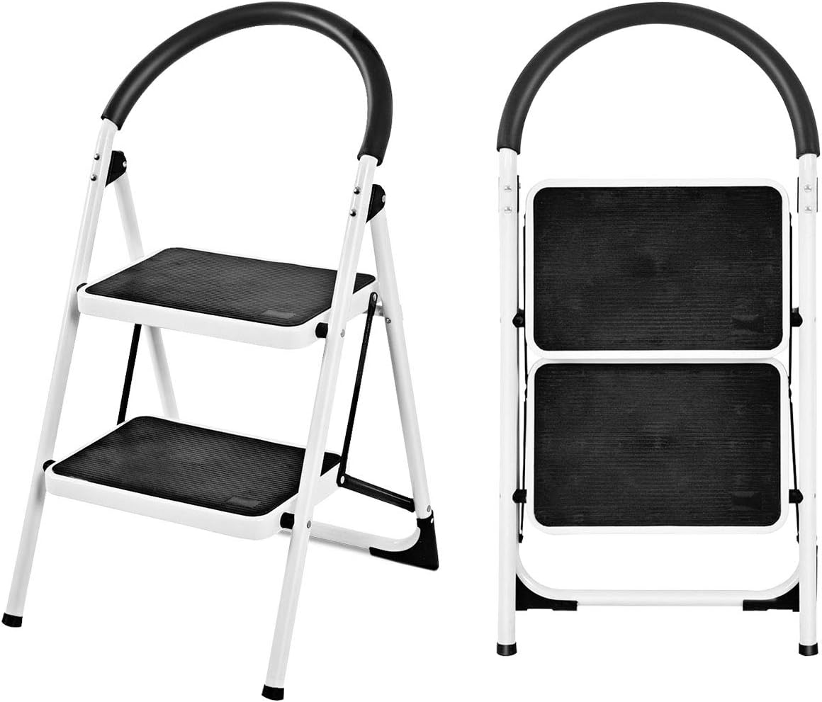 Escabeau Pliable Antiderapant a 2 Marches, Echelle Marchepied en Fer ...