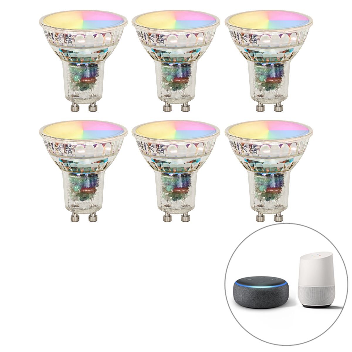 Set de 6 lámparas LED Inteligente | Wifi | Smart | Wifi | Smart GU10 RBGW 4,5W 350 lm 2700K ...