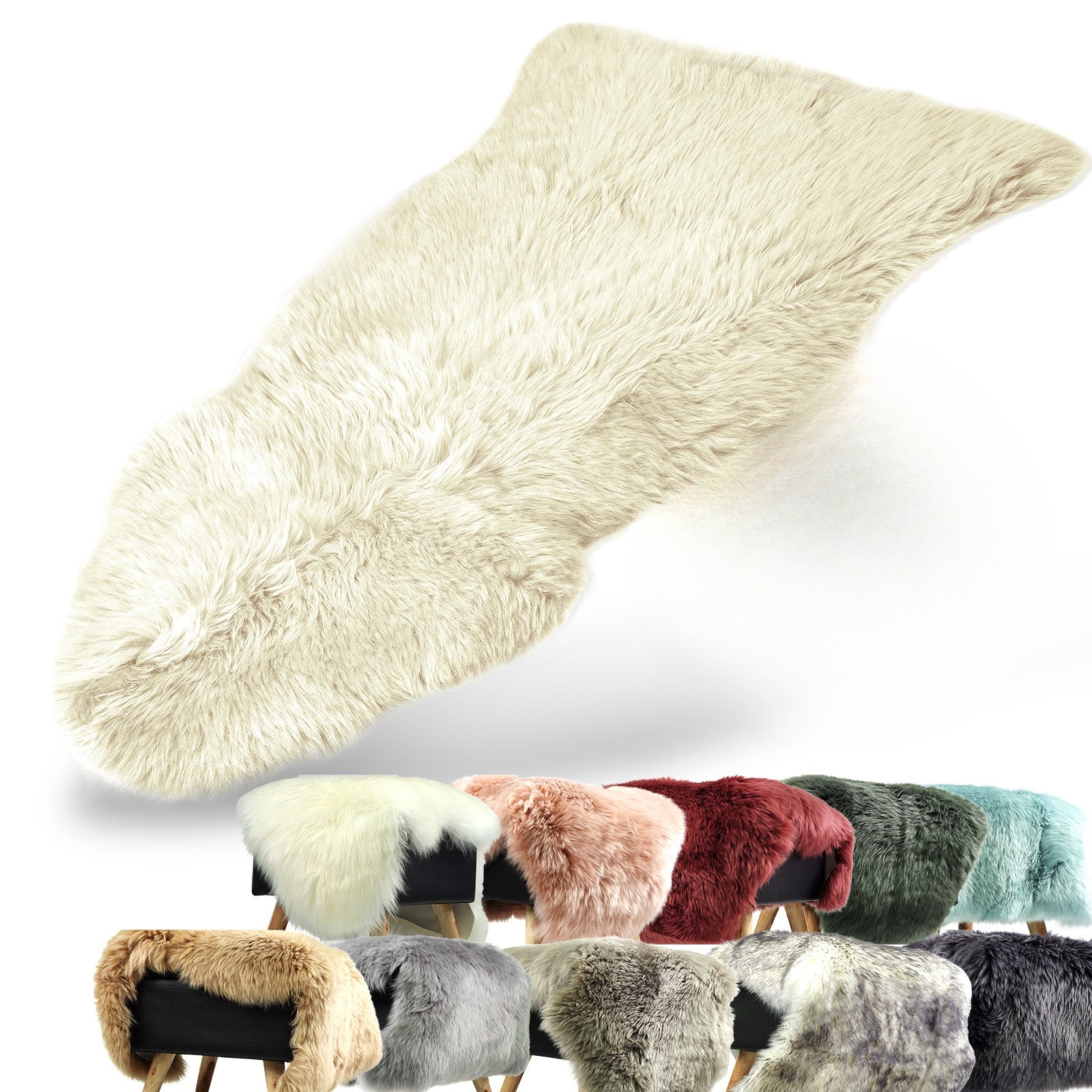 Peau de mouton premium Audrey, 100 % laine de mouton, 90 x 60 cm, Ivory ...