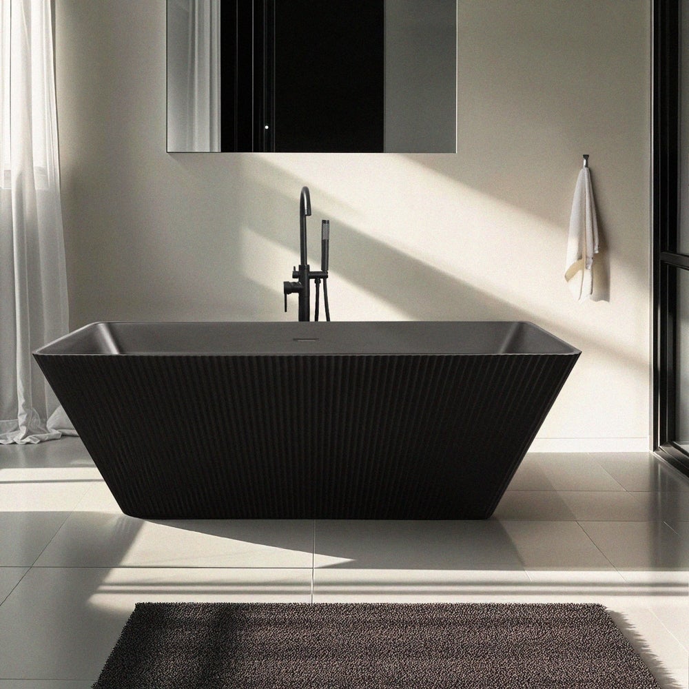 Baignoire autoportante noire design cannelée 170x75cm Arkoi Dark ...