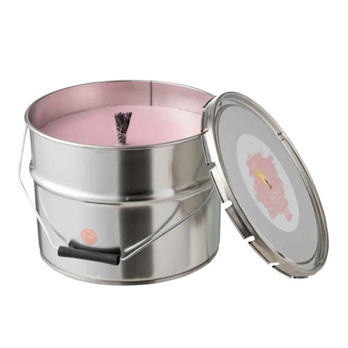 Vela exterior en tarro de pintura de parafina rosa 135H | Leroy Merlin