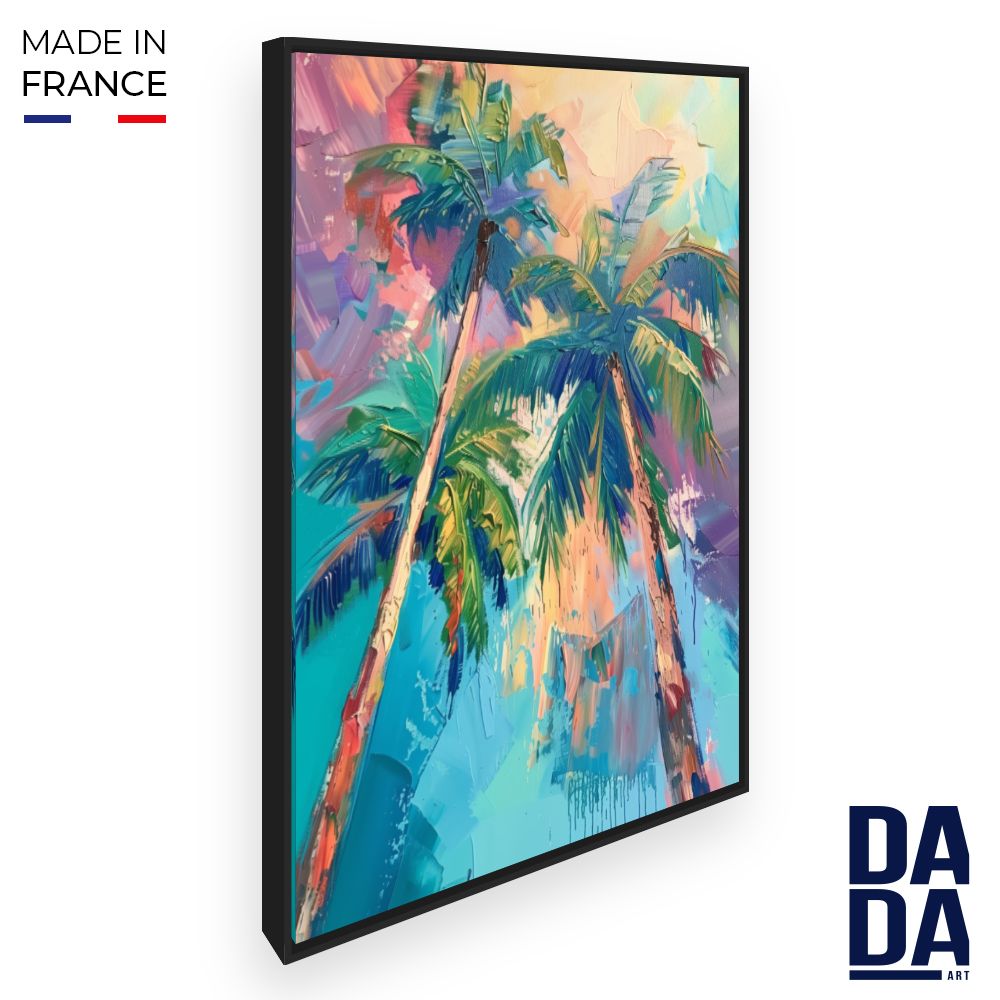 Toile encadrée Palmiers vibrants / 50x70cm / Cadre Noir / Fabriqué en ...