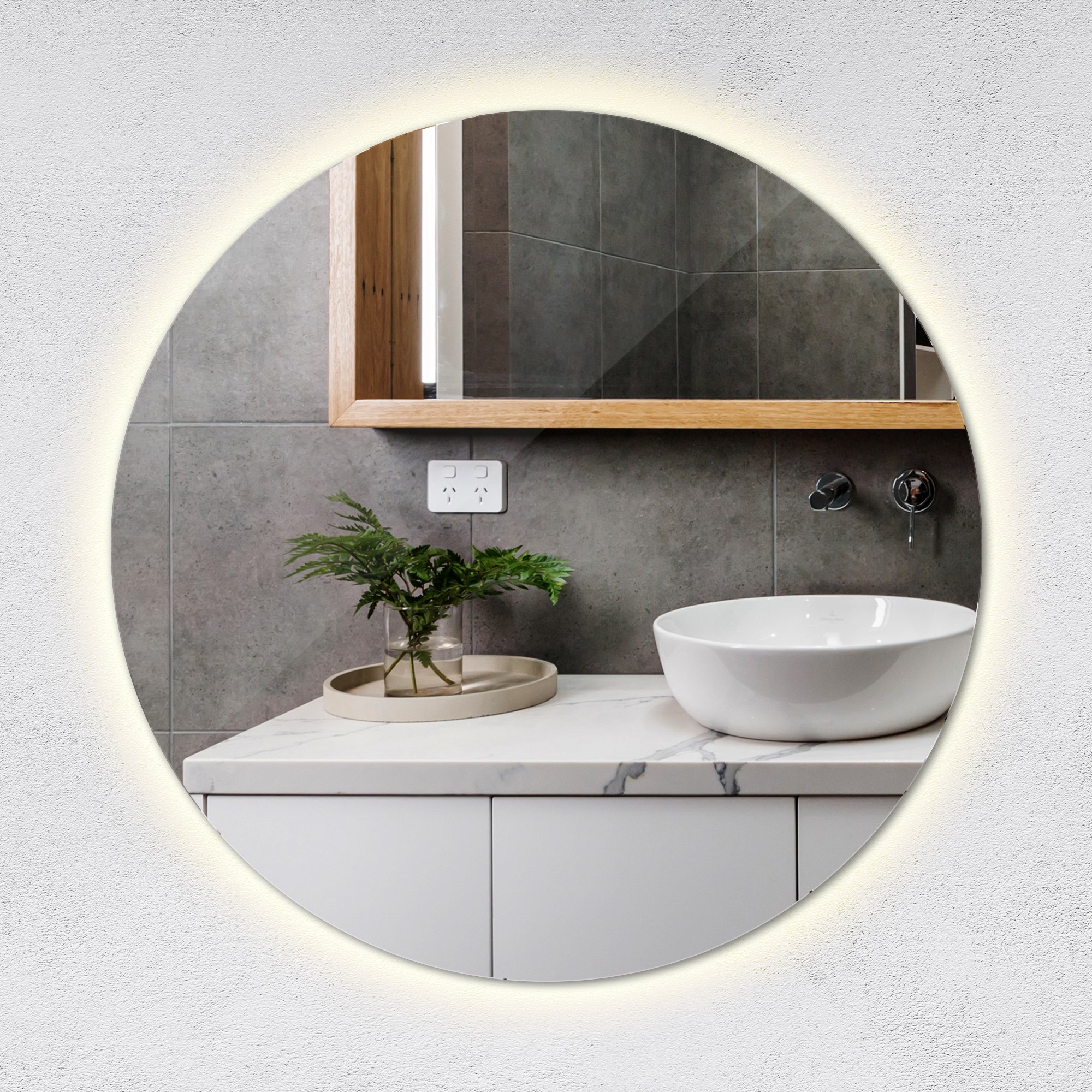 Élégant miroir LED Rond mural, 70 cm - lumière neutre | Leroy Merlin