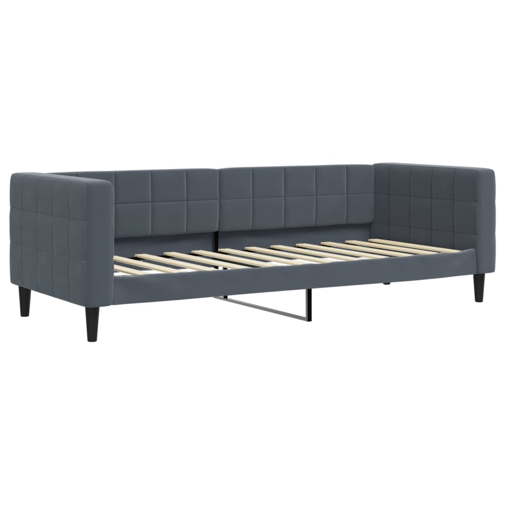 Lit simple | Lit adulte | Lit de repos gris foncé 80x200 cm velours ...