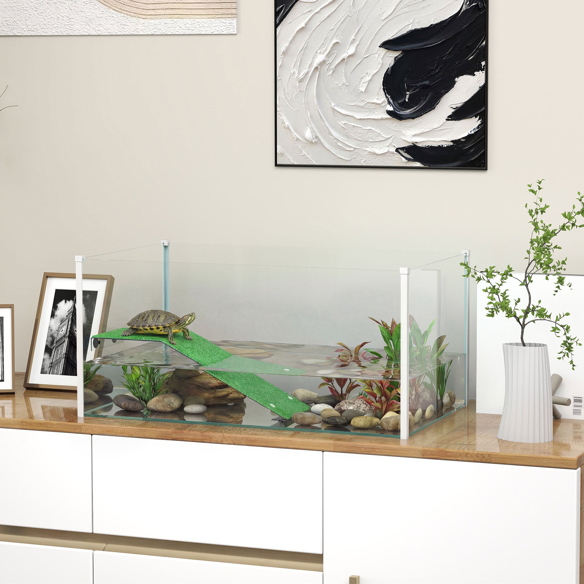 Blanc 60x35x28 cm - Aquarium de tortues Terrarium pour tortues doté de ...