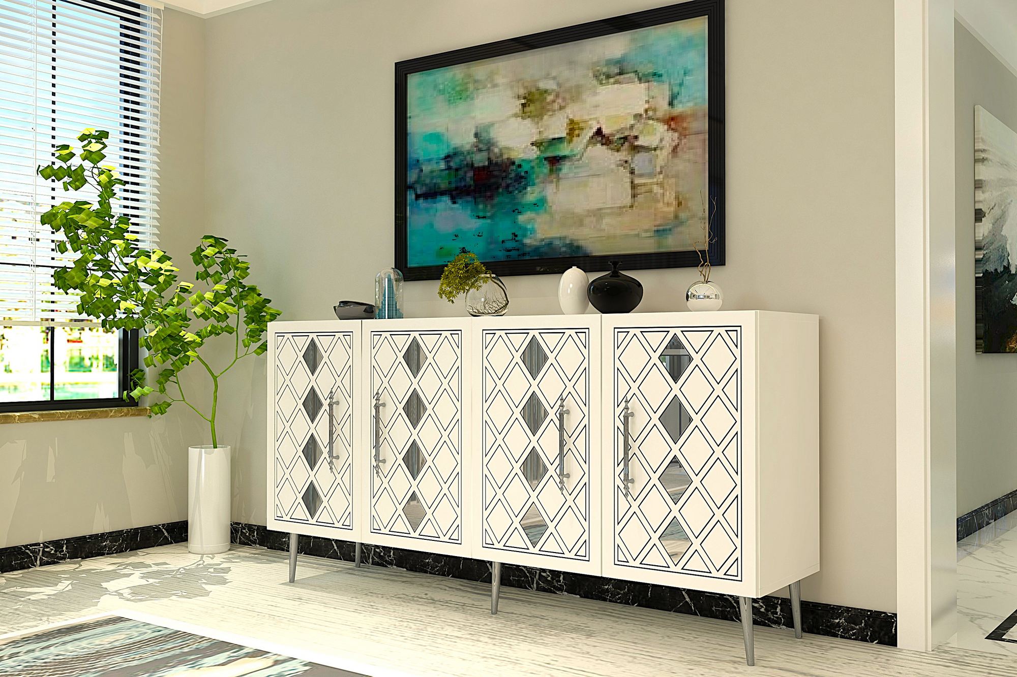 Buffet Dôme KB150 - Blanc Argenté | Leroy Merlin