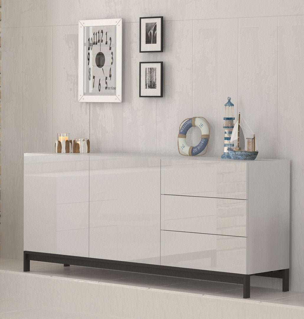 Buffet/bahut 2 portes/3 tiroirs moderne laqué 170 cm Melissane Avec ...