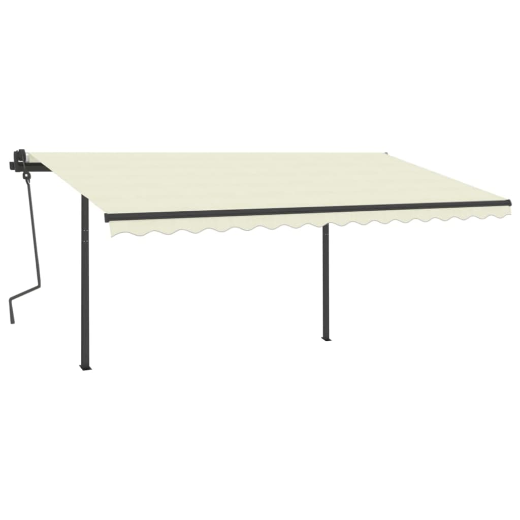 Store banne rétractable manuel avec poteaux crème 4x3,5 m | Leroy Merlin