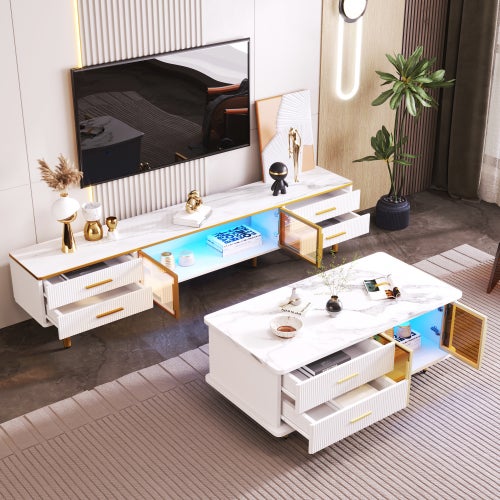 Conjunto mueble TV - mesa de centro y mueble TV modular con puerta de ...