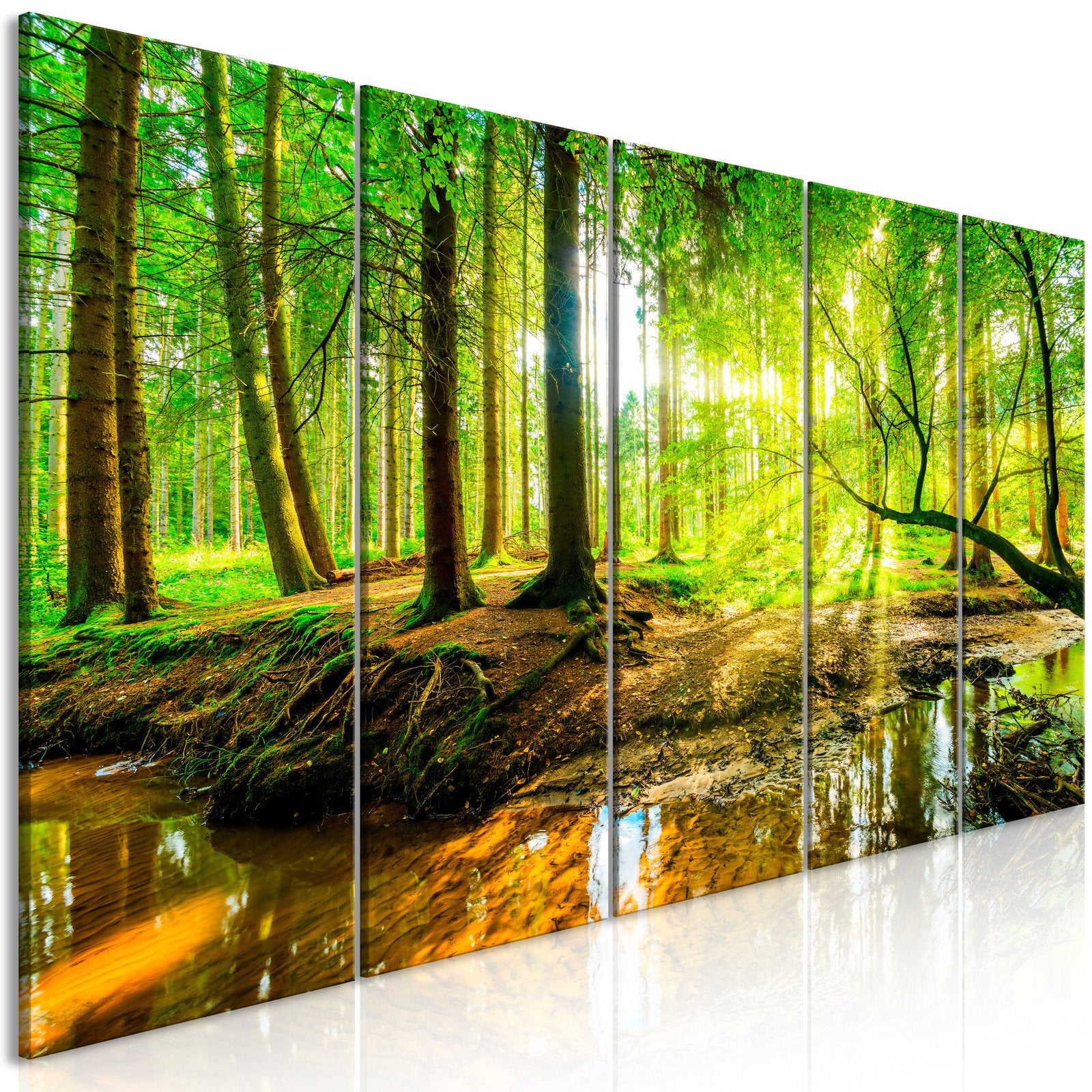 Tableau Forest Stream (5 Parts) Narrow - 100 x 40 cm | Leroy Merlin