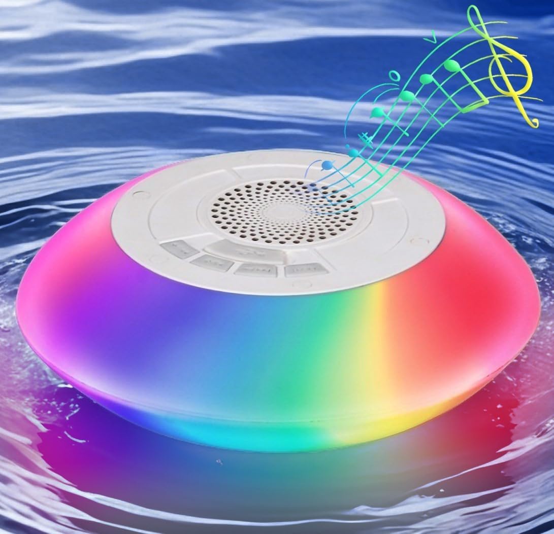 ENCEINTE SANS FIL AVEC LUMIÈRES COLORÉES étanche IPX7 flottante piscine ...