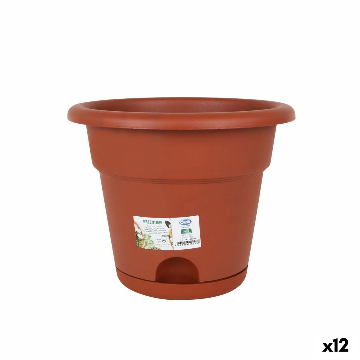 Pot avec sous-pot Dem Greentime Marron 25 x 25 x 20 cm (12 Unités ...