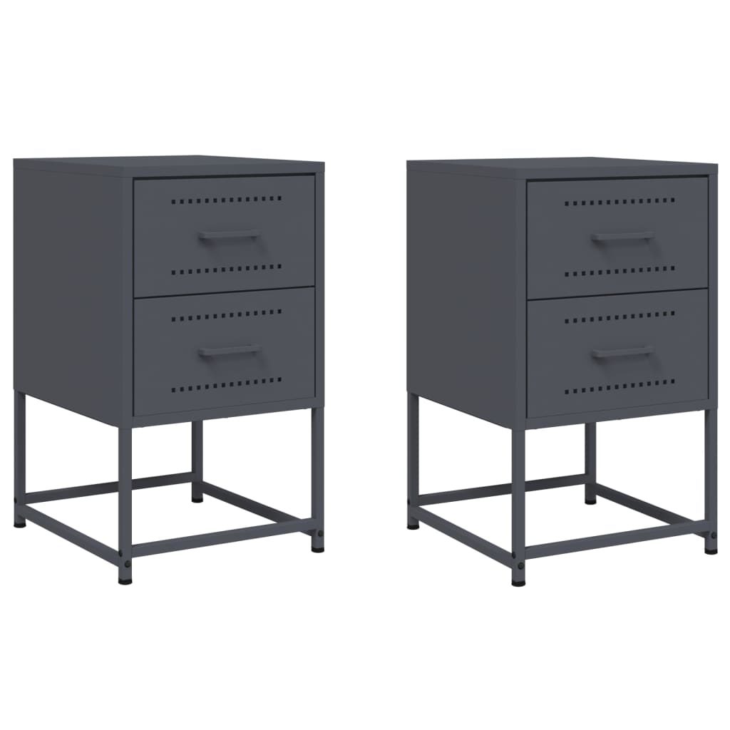 Set 2 comodini con due cassetti 36 x 39 x 60,5 cm acciaio antracite ...