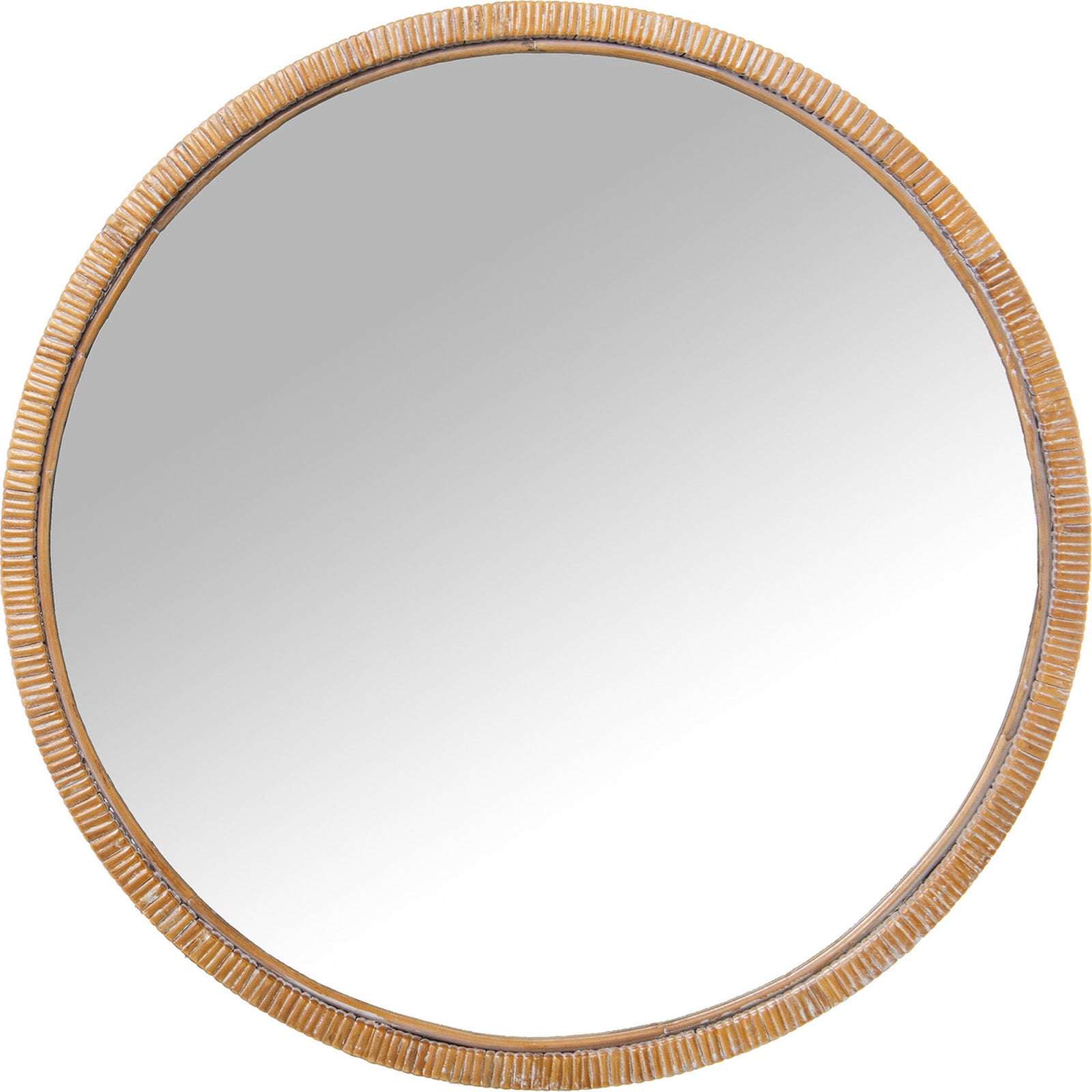 Miroir rotin rond épuré pour déco élégante 65 x 65 x 6 cm Beige naturel ...
