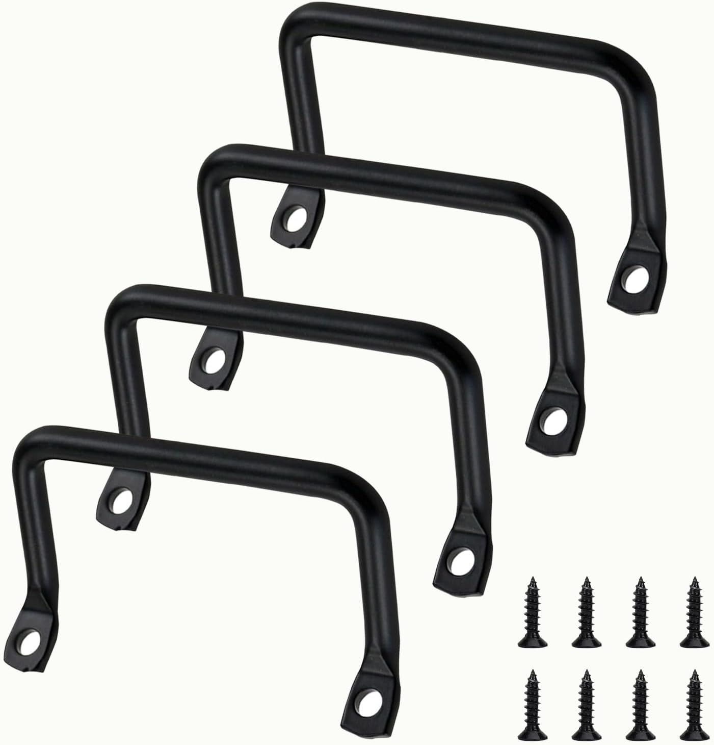4 Pcs Cutting Board Cabinet Hardware Handle Pull, Matte Black Cabinet ...