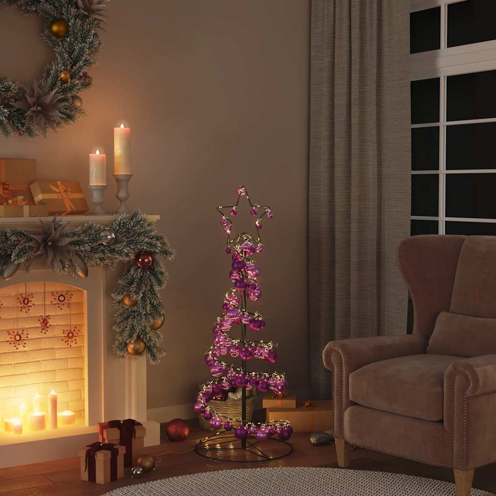 Sapin de Noël à LED avec boules 80 LED blanc chaud 120 cm | Leroy Merlin