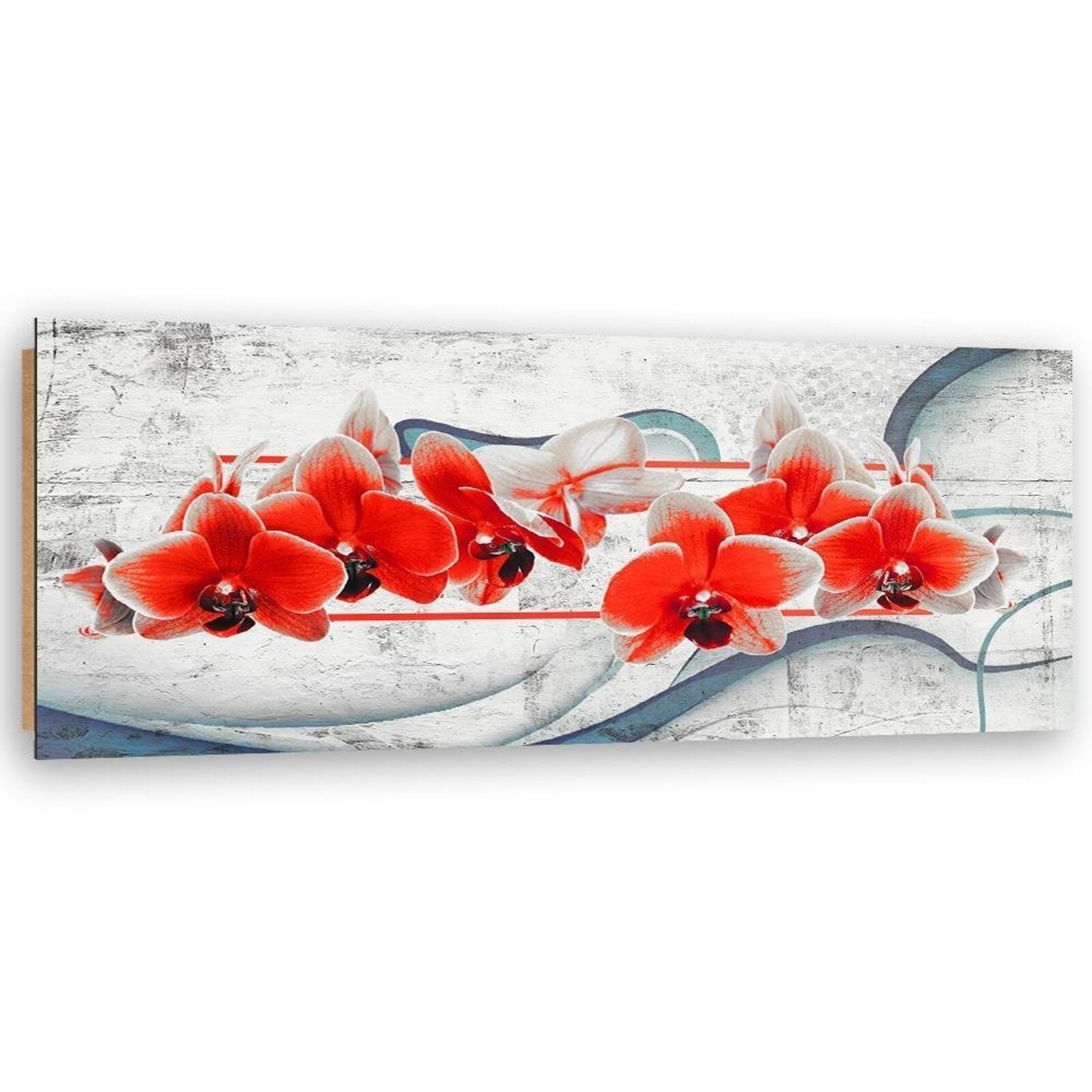 Tableau bois orchidées rouges - 120 x 40 cm | Leroy Merlin
