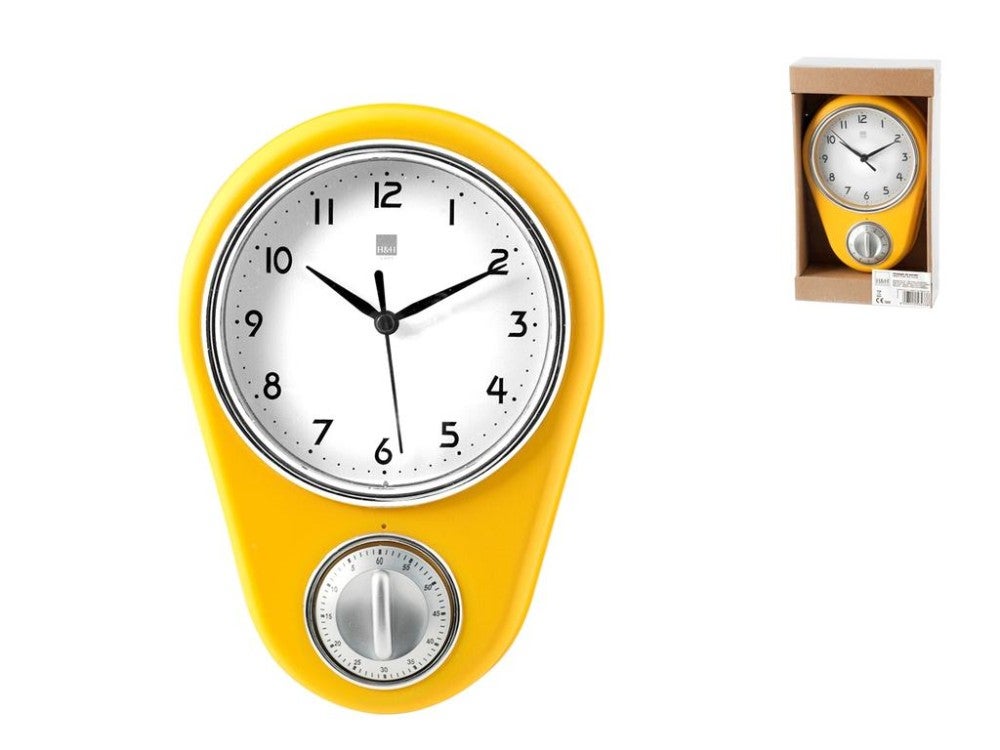 Reloj con temporizador y minutero, 22 x 16 cm, amarillo H&H | Leroy Merlin