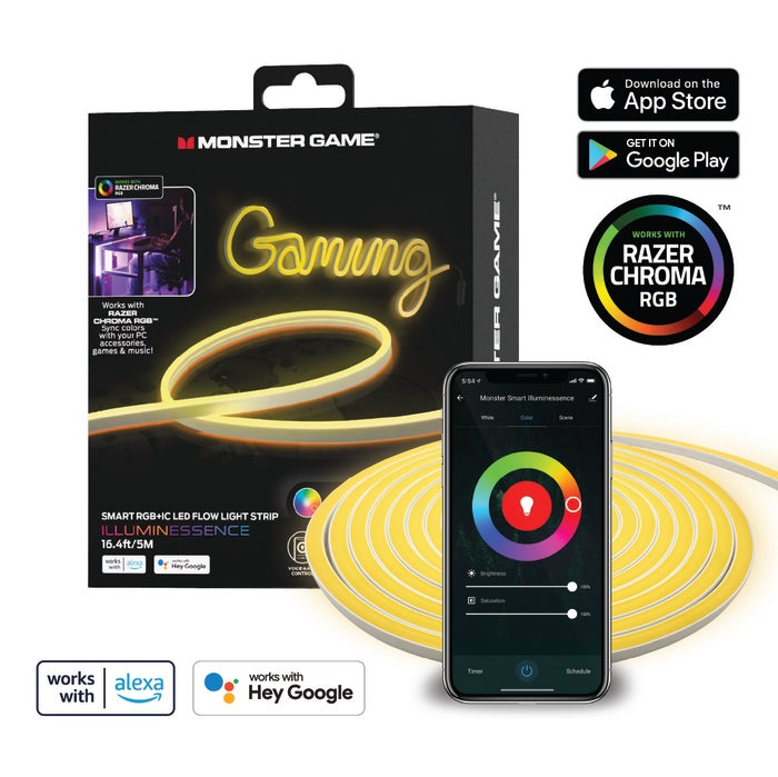 Ruban Led Monster Gaming illuminessence - Smart Neon 5M - Razer Chroma - Connectée | Leroy Merlin