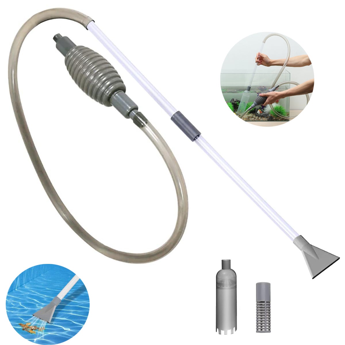 Nettoyeur de gravier pour aquarium, buse longue efficace, changeur d'eau rapide, aspirateur de ...