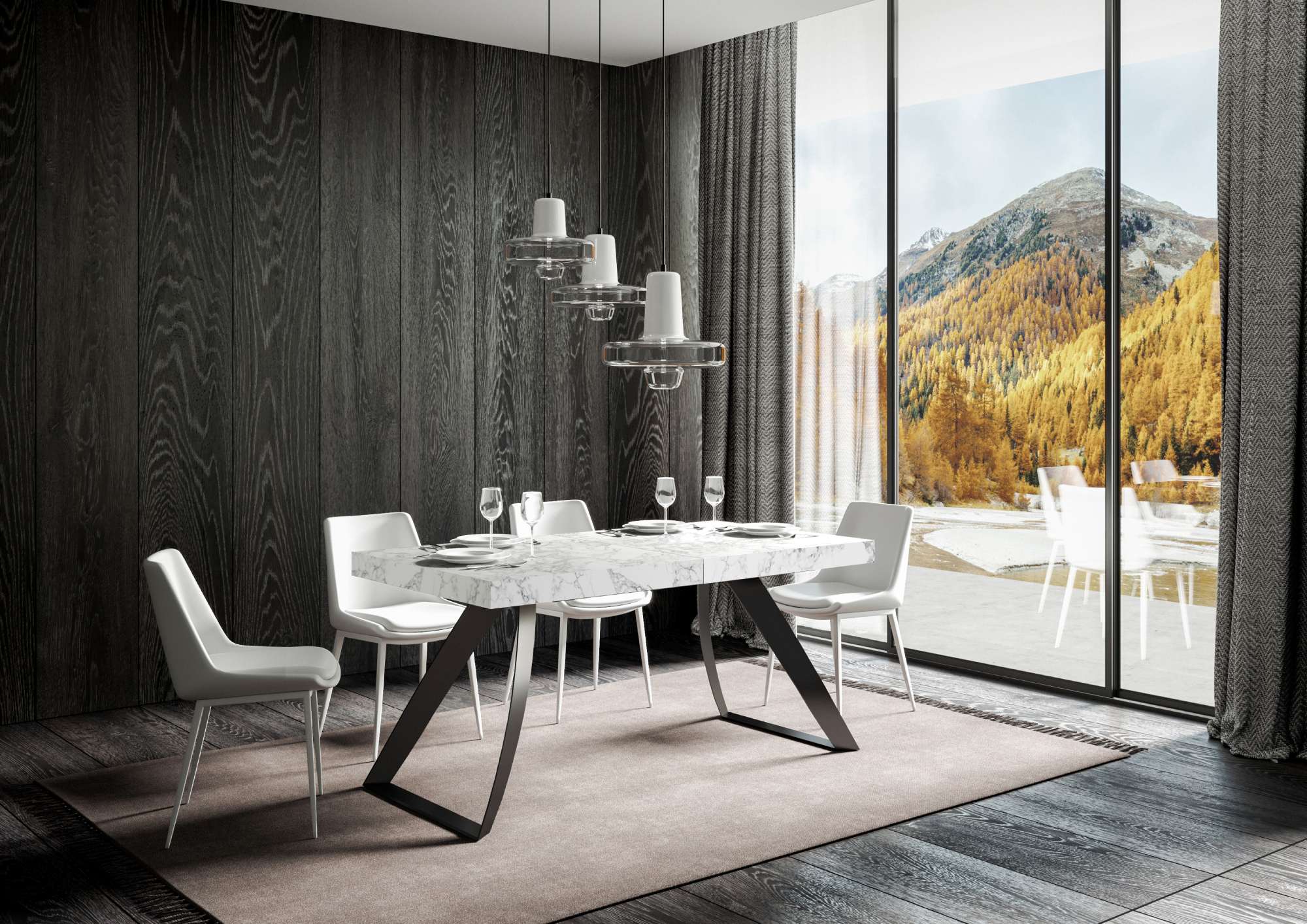 Table Proxy Extensible Dessus Marbre 90x180 Allongée 440 cadre Anthracite ITAMOBY | Leroy Merlin